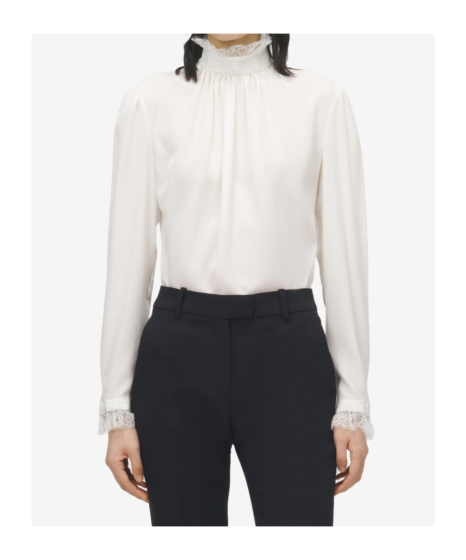 ALEXANDER MCQUEEN Alexander McQueen Lace Insert High Neck Top